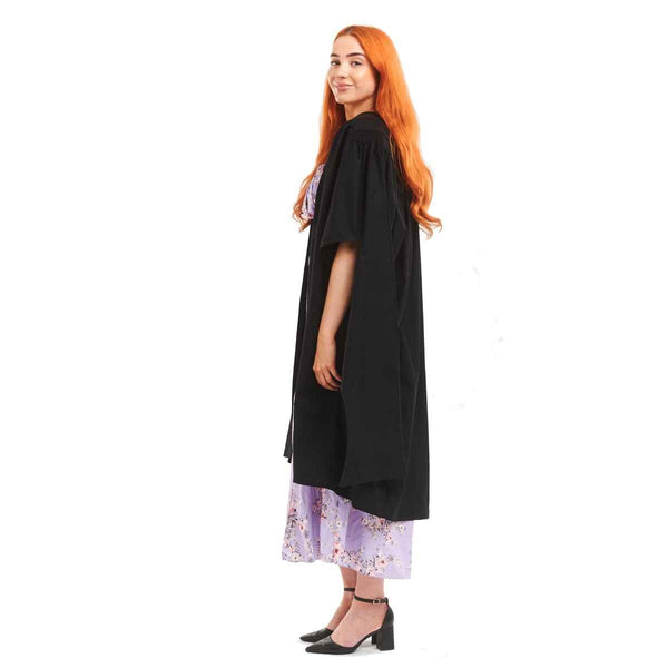 Black masters graduation gown for UK university students