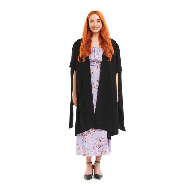 Black masters graduation gown for UK university students